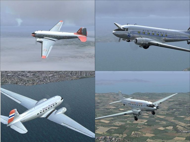 FS2004 Default DC3 4 Textures Pack - Flight Simulator 2004 Mod