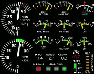 Mooney Bravo engine panel for FIP - FS Gauges Mod