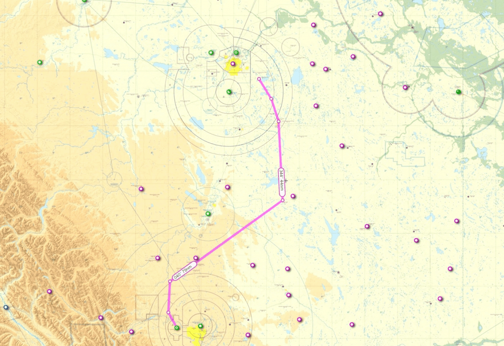 Flightplan GPS route Calgary Springbank to Cooking Lake Alberta v1.0 ...