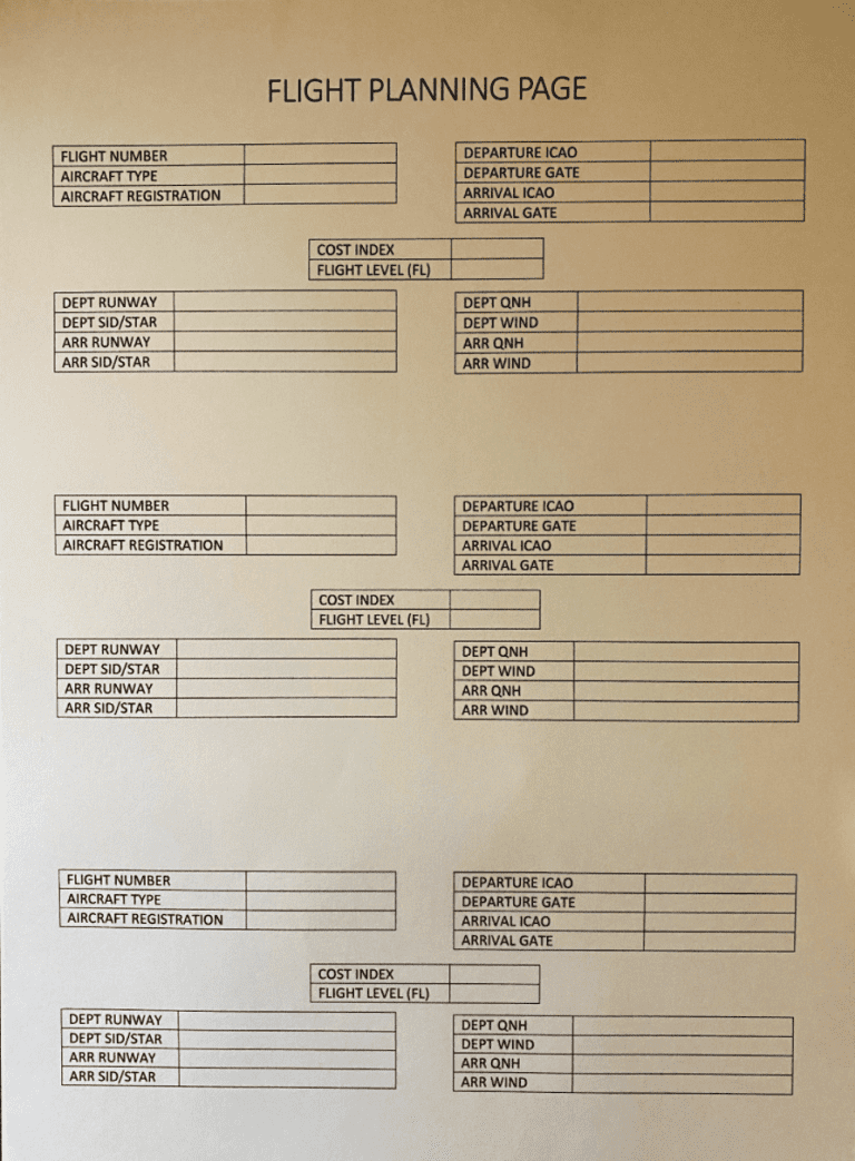 Flight Planning Print Out Page - Basic Information v1.0 - MSFS2020 ...