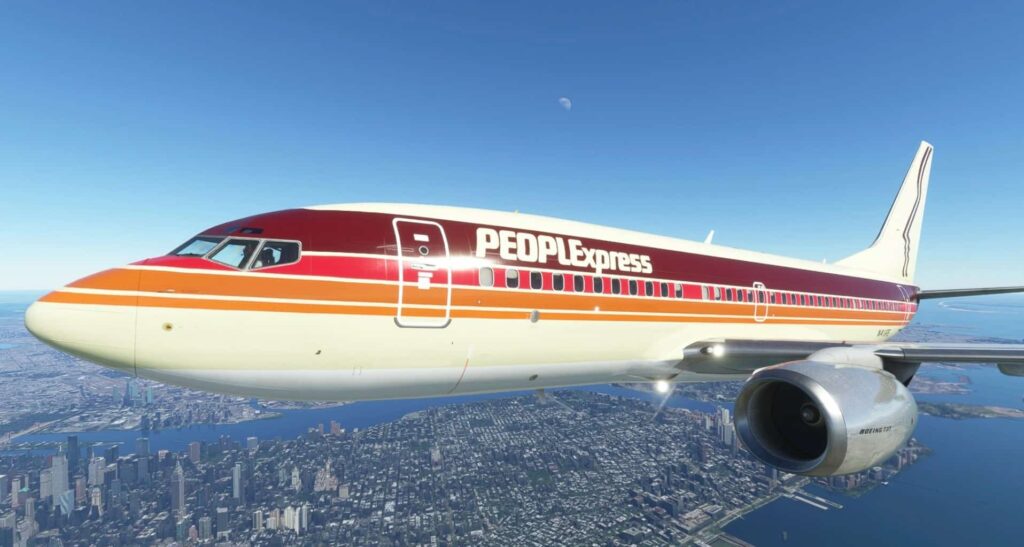 PMDG 737-700 /w cabin People Express (N411PE) v1.0 - MSFS 2020 Liveries Mod